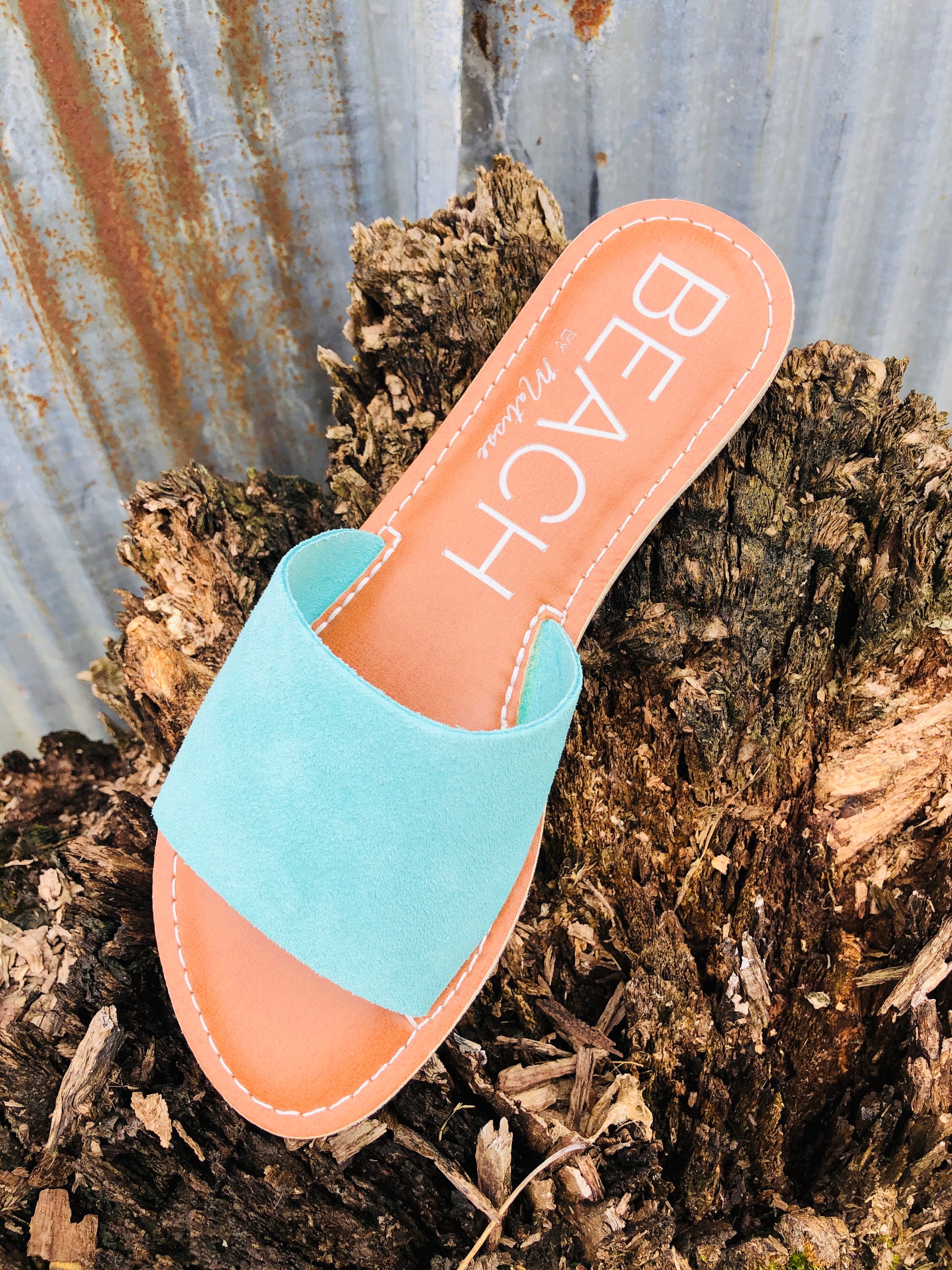 Cabana Turquoise Suede Slide – Water Tower Boutique